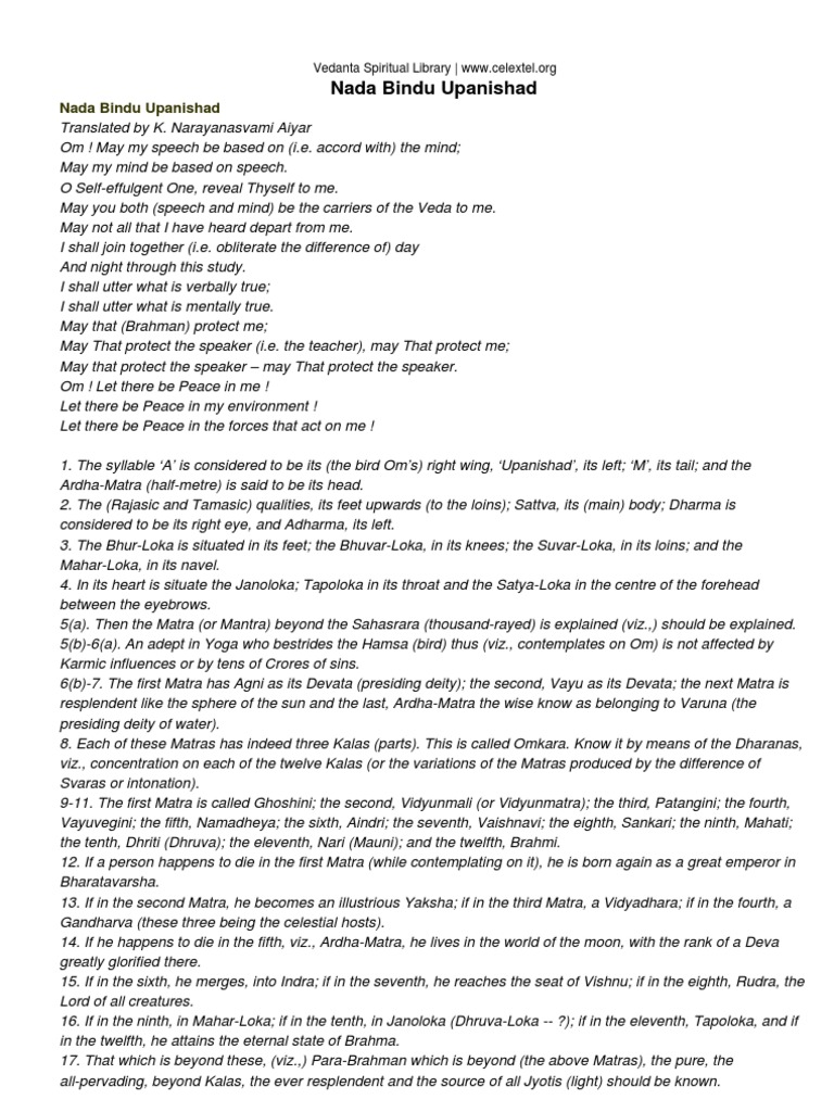 Nada Bindu Upanishad | PDF | Ātman (Hinduism) | Hindu Philosophy