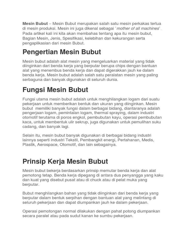 Mesin Bubut 2 | PDF | Teknologi & Rekayasa