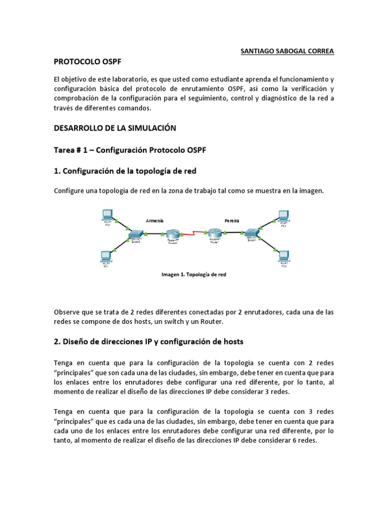 Taller Rutas Protocolo OSPF | PDF | Dirección IP | Enrutador (Computación)