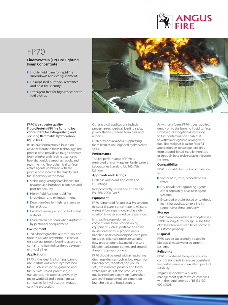 Fluoroprotein (FP) Fire Fighting Foam Concentrate: Performance ...