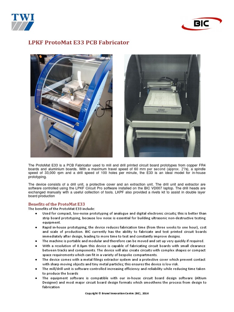 LPKF Protomat E33 PCB Fabricator | PDF | Computers