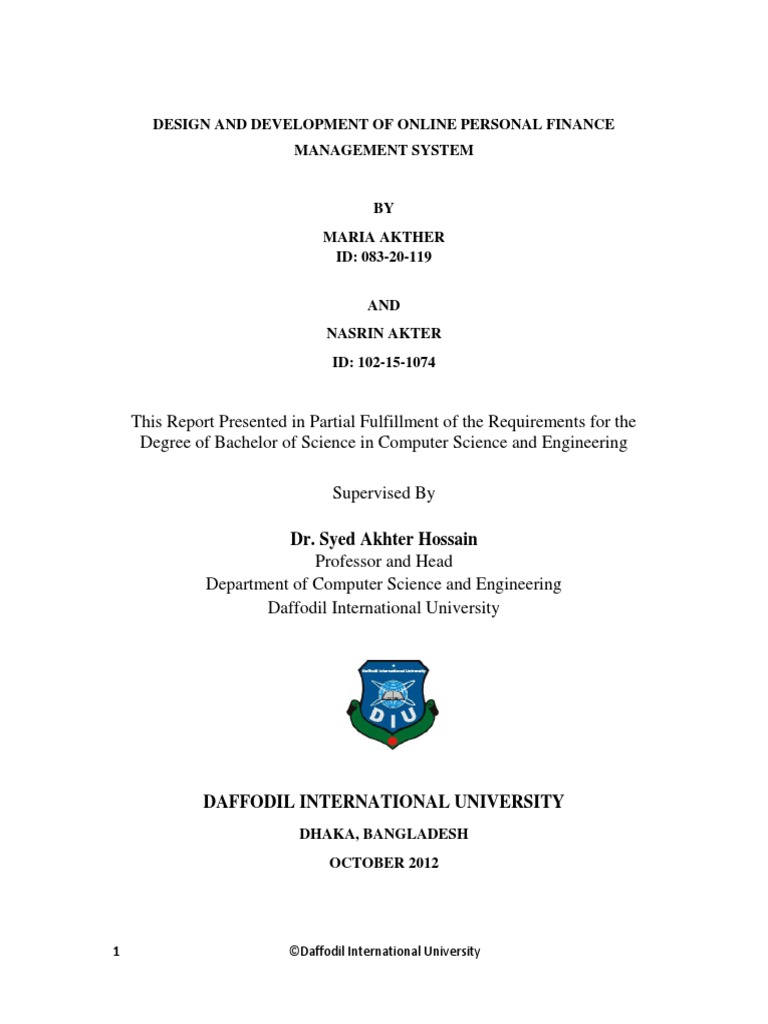 Online Personal Finance Management System | PDF | Databases | Internet ...