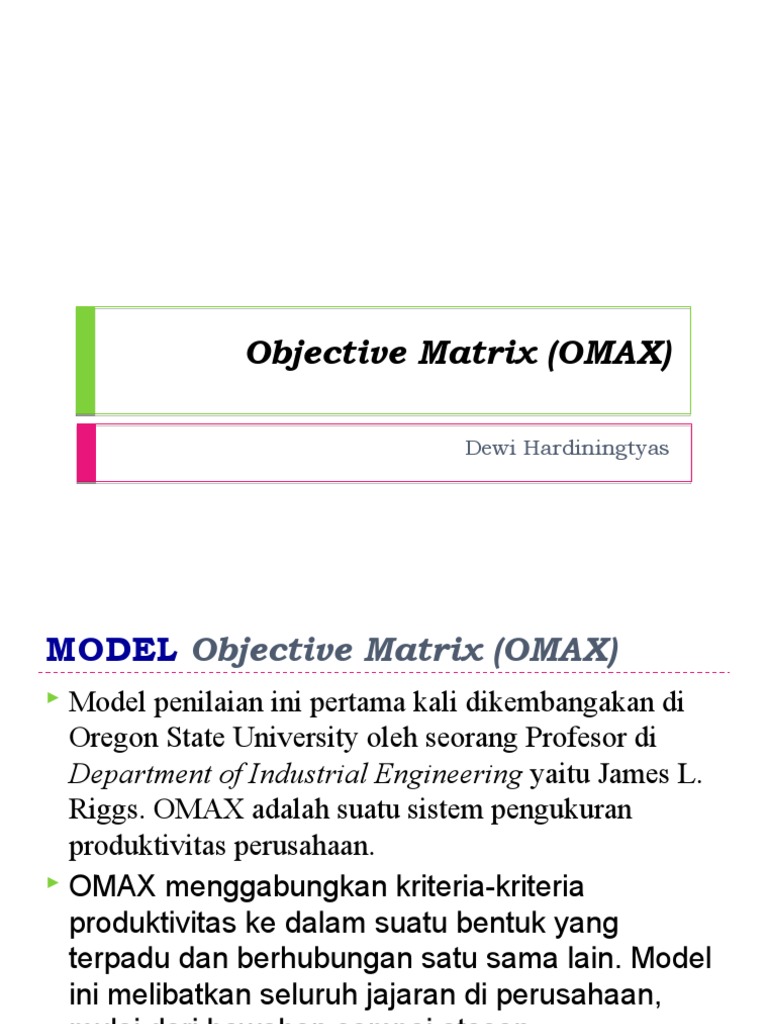 P7 - Anprod - Objective Matrix (OMAX) | PDF