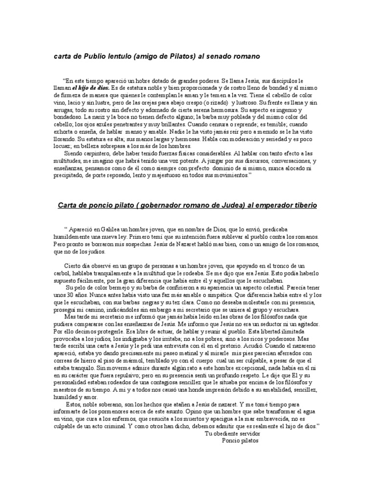 Carta de Publio Lentulo | PDF | Poncio Pilato | Jesús