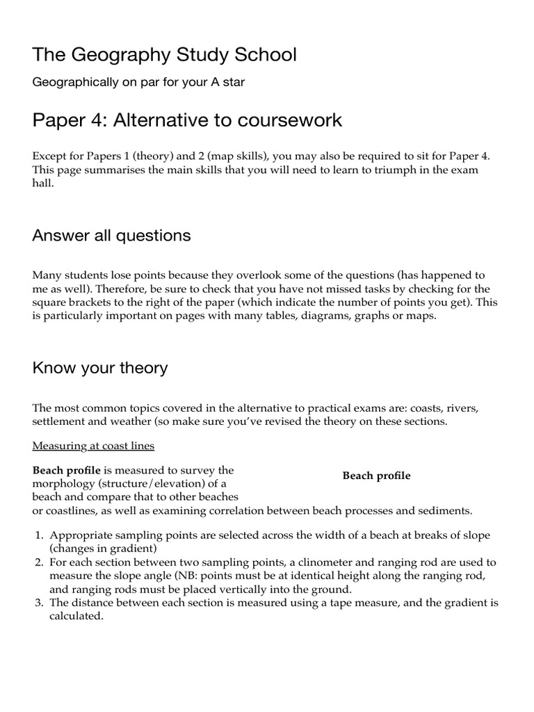 Geography Exam Fieldwork Guide | PDF | Sampling (Statistics ...