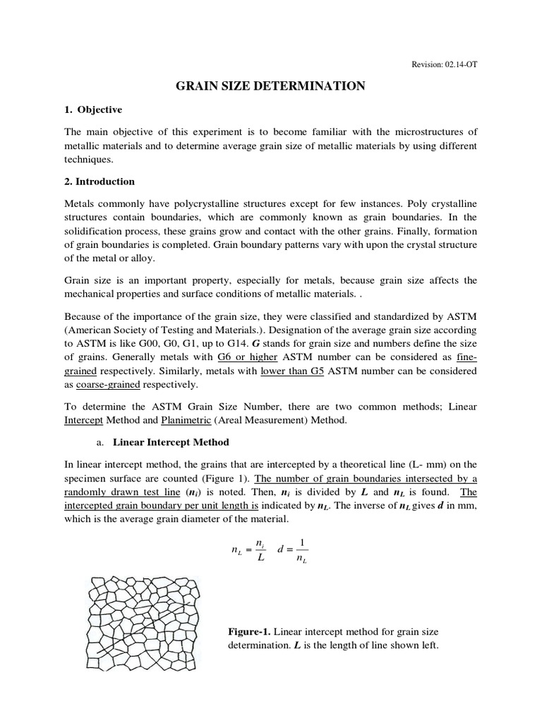 Grain Size Determination: 1. Objective | PDF | Crystallite | Area