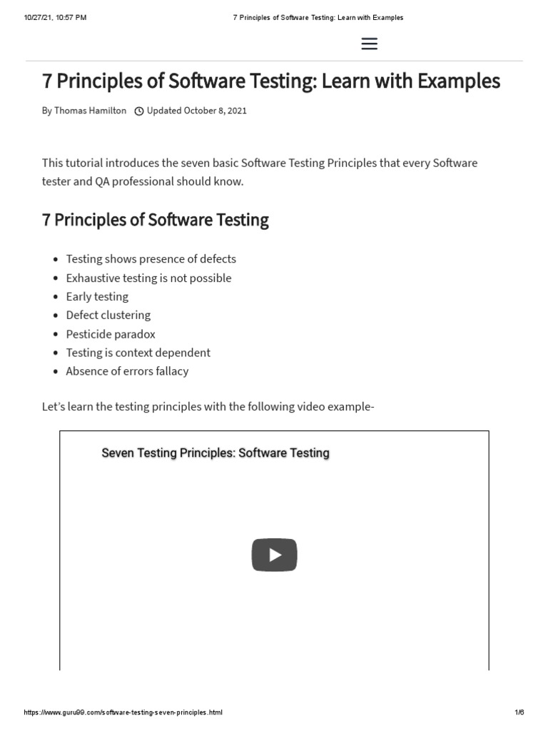 27 Principles of Software Testing - Learn With Examples | PDF ...