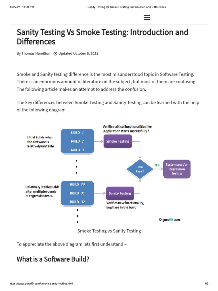 Smoke vs Sanity Testing Explained | PDF | Software Testing | Software