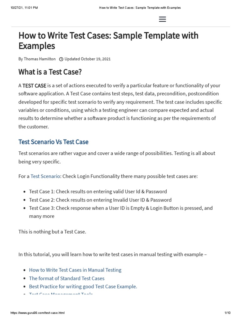 How To Write Test Cases - Sample Template With Examples | Download Free ...