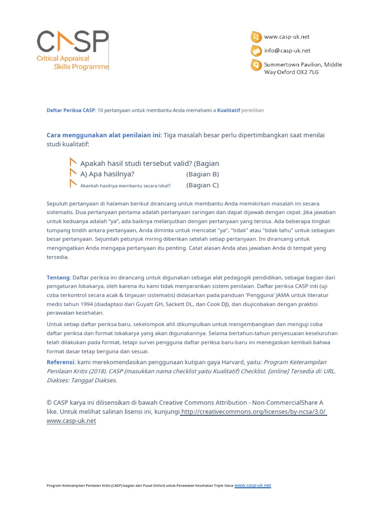 CASP Qualitative Checklist 2018 Fillable Form - En.id | PDF