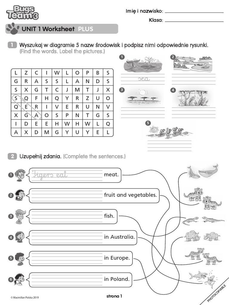 BugsTeam3 Unit 1 PB Worksheet Plus | PDF