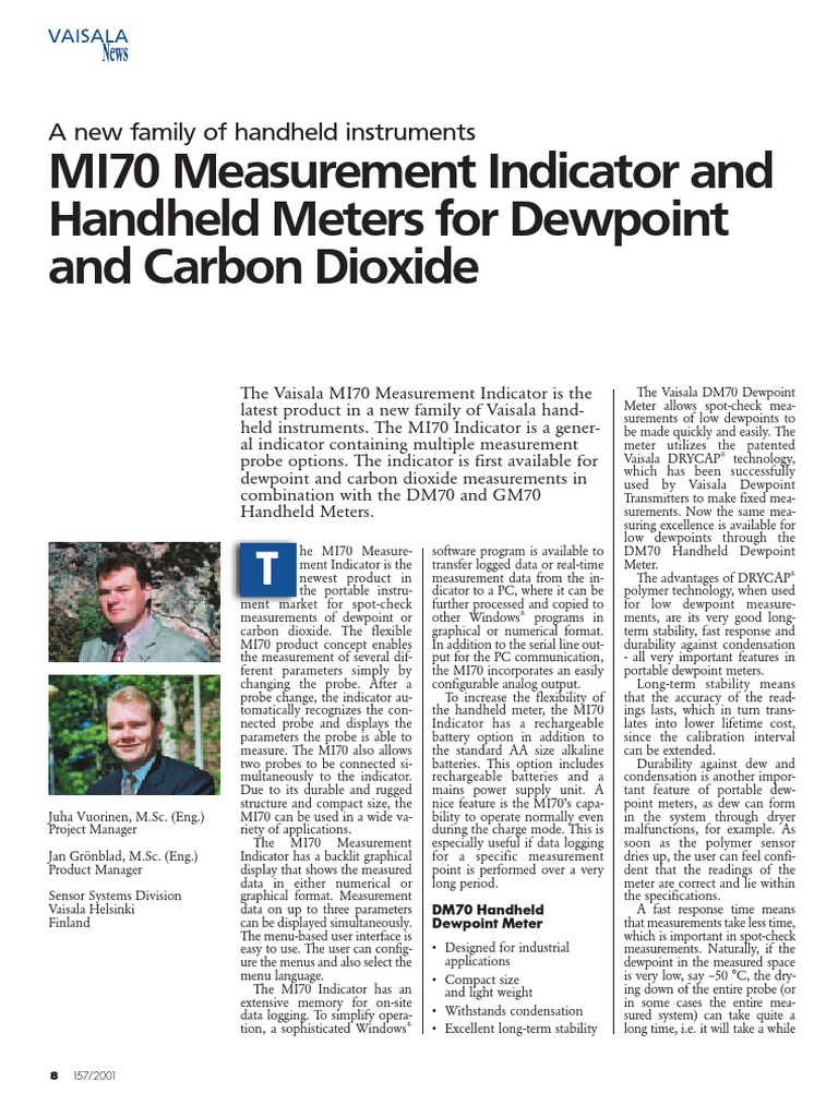 MI70 Measurement Indicator and Handheld Meters For Dewpoint and Carbon ...