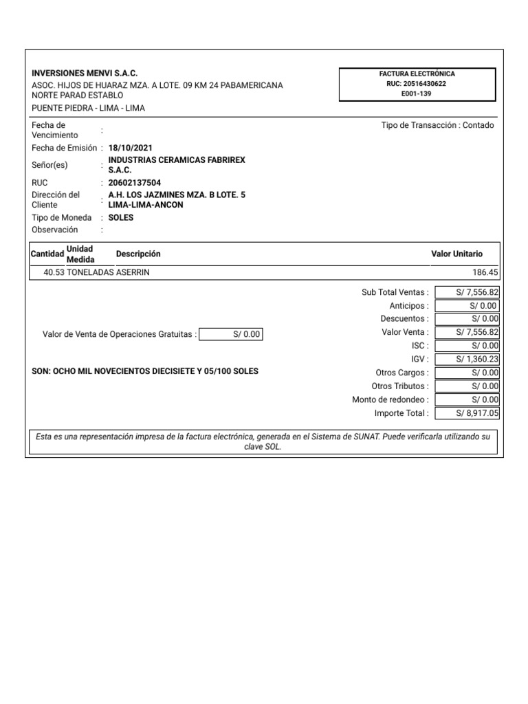 Factura Electrónica de Fabrirex | PDF | Pagos | Tecnología financiera