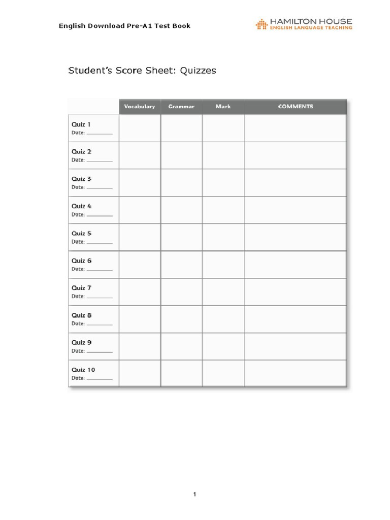EnglishDownload Pre-A1 Test Book | PDF | Test (Assessment) | English ...