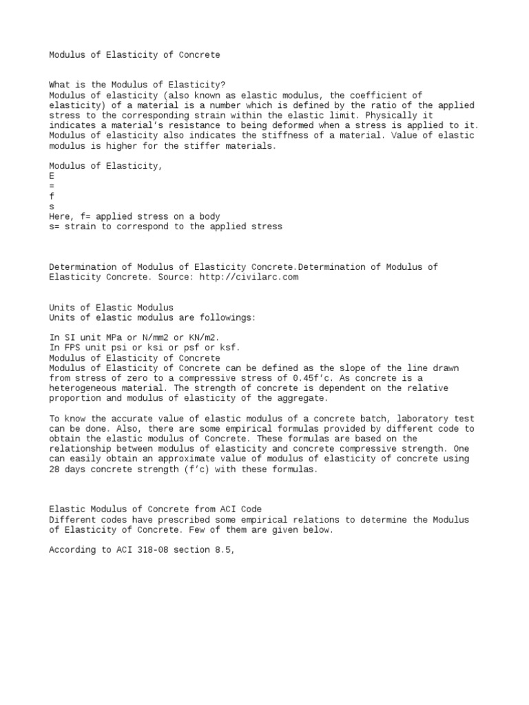 Modulus of Elasticity | PDF
