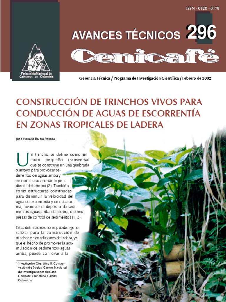 Construcción de trinchos vivos para la estabilización de suelos y ...