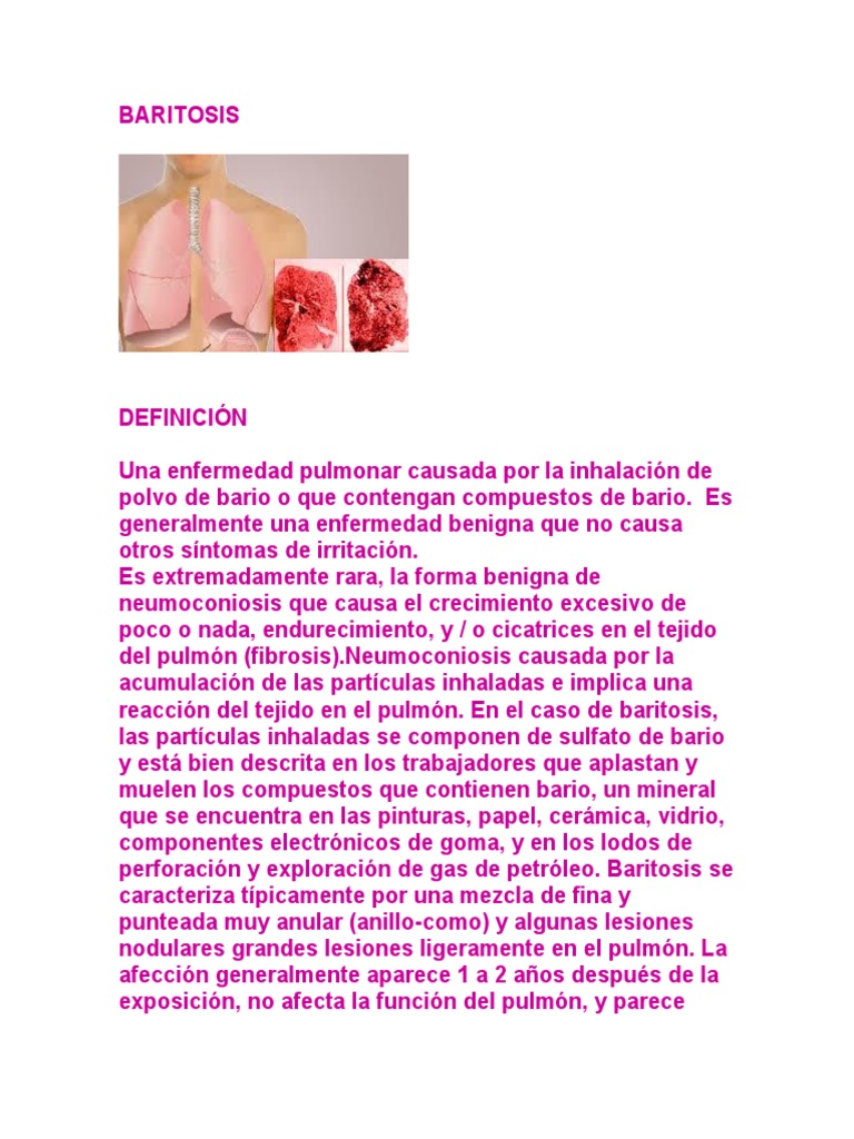 Baritosis: Enfermedad Pulmonar por Bario | PDF