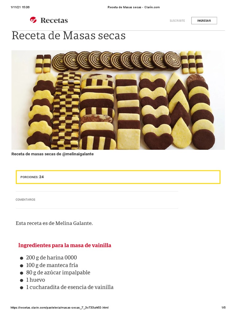 Receta de Masas Secas - Clarí | PDF | Cocina, comidas y vino