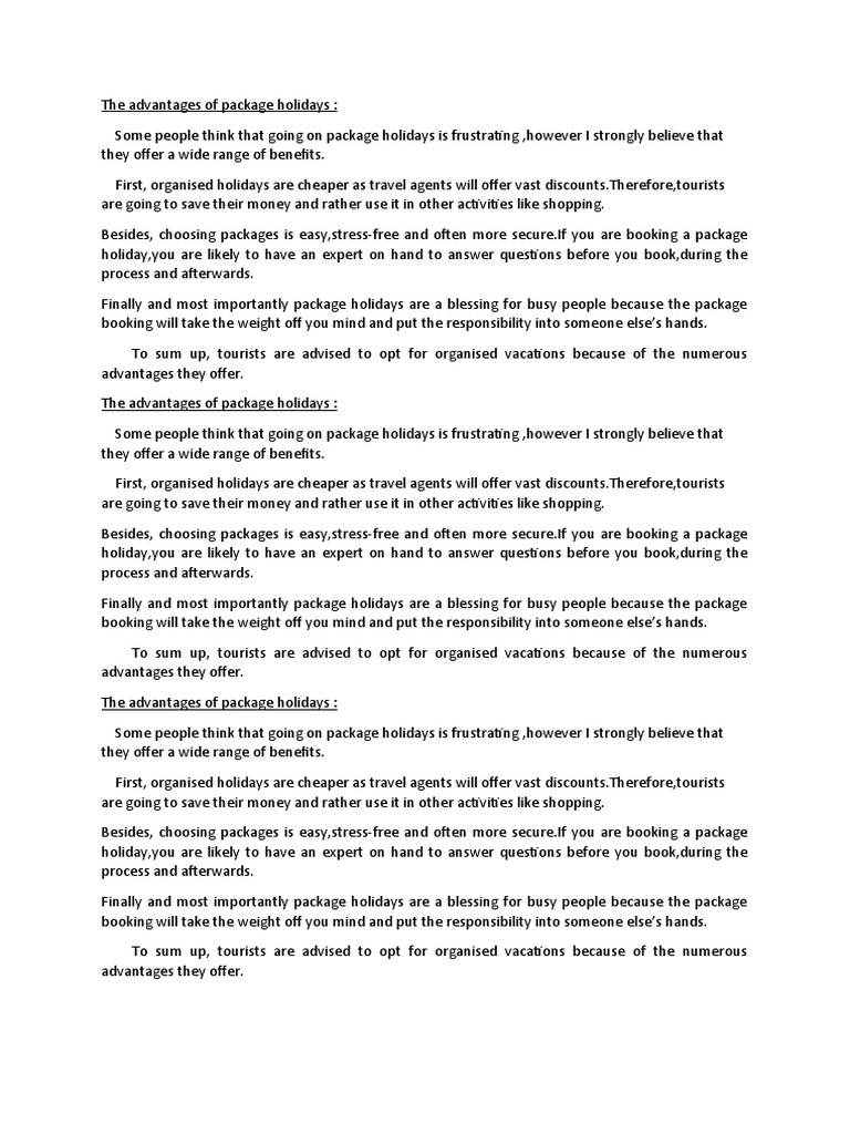 Benefits of Package Holidays Explained | PDF