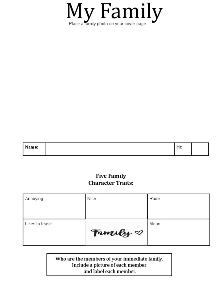 Family Project Cover Page Guide | PDF | Kinship And Descent