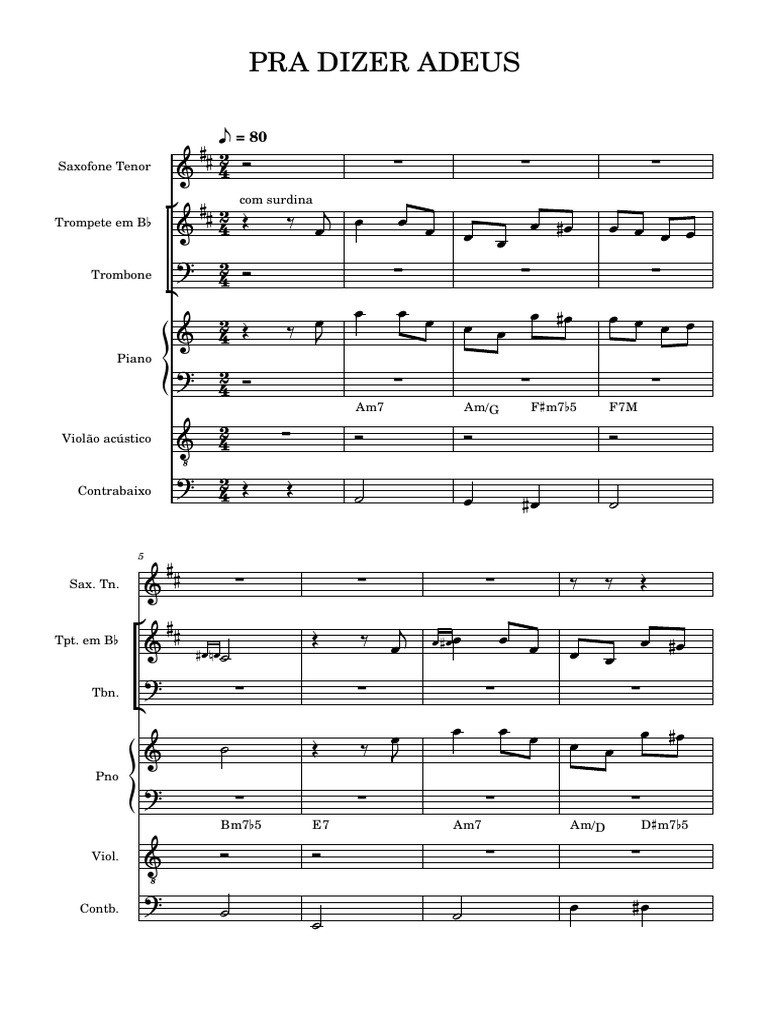 Pra Dizer Adeus 1 Grade | PDF | Musical Instruments | Classical Music