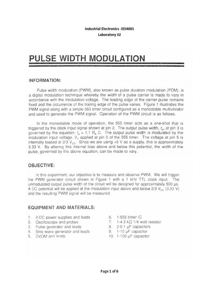 Industrial Electronics - EEI4001 Laboratory #2: Page 1 of 6 | PDF