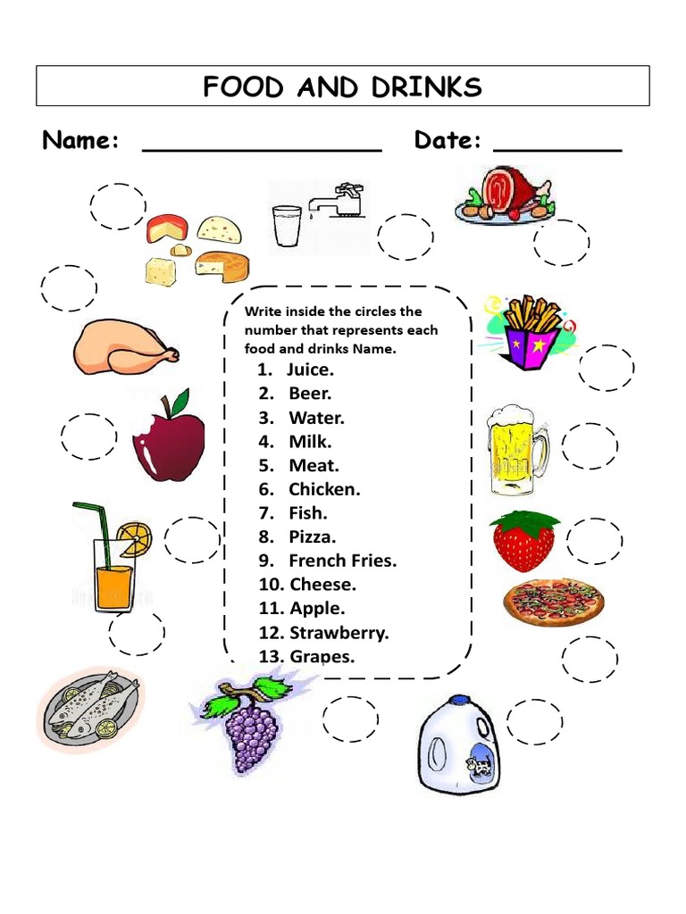 Food and Drinks Fun Activities Games - 19078 | PDF
