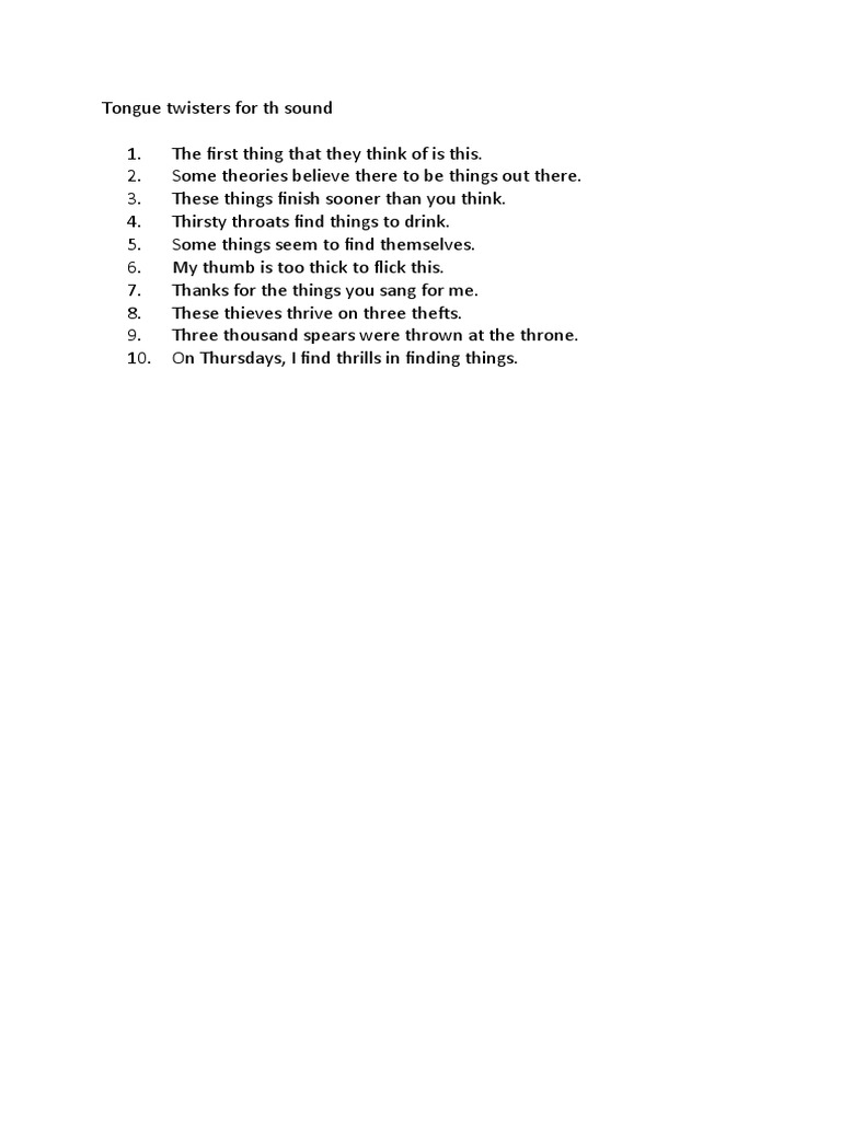 Tongue Twisters TH | PDF