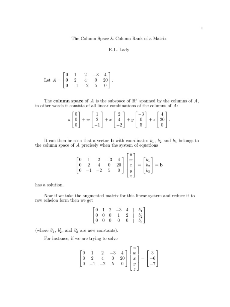 Column Space | PDF | Mathematical Concepts | Mathematical Objects