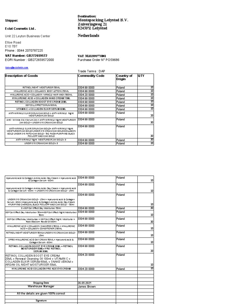IBOODS Commercial Invoice 26.05.2021 | PDF | Products Of Chemical ...