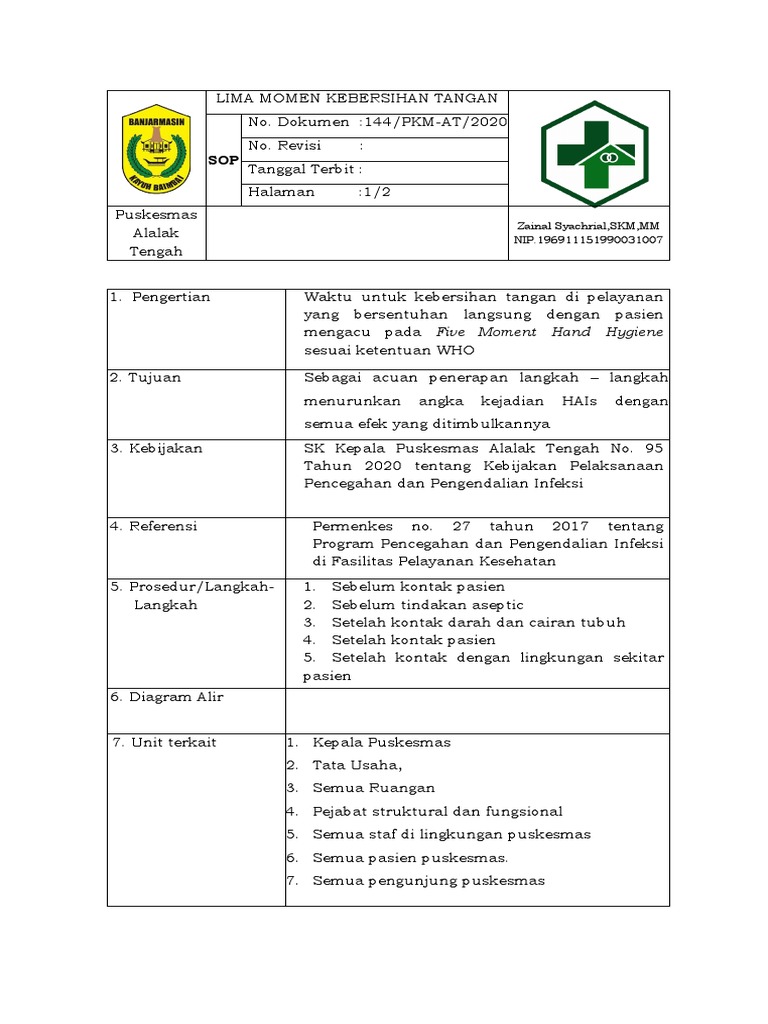 Sop Lima Moment Kebersihan Tangan | PDF Sop Lima Moment Kebersihan Tangan | PDF
