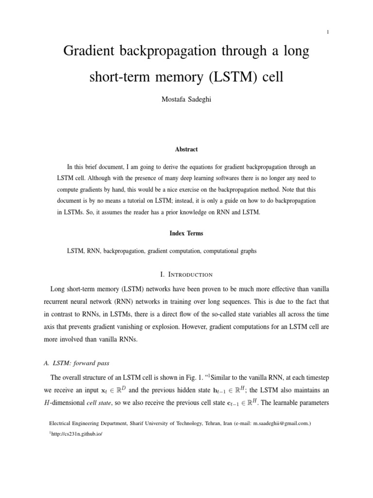 Gradient Backpropagation Through A Long Short-Term Memory (LSTM) Cell ... Gradient Backpropagation Through A Long Short-Term Memory (LSTM) Cell ...