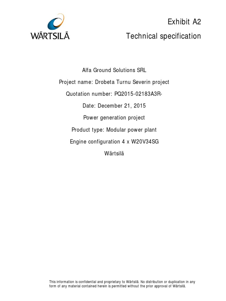 Technical Specification 4 X W20V34SG | PDF | Piston | Turbocharger