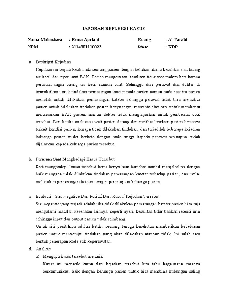 lAPORAN REFLEKSI KASUS | PDF