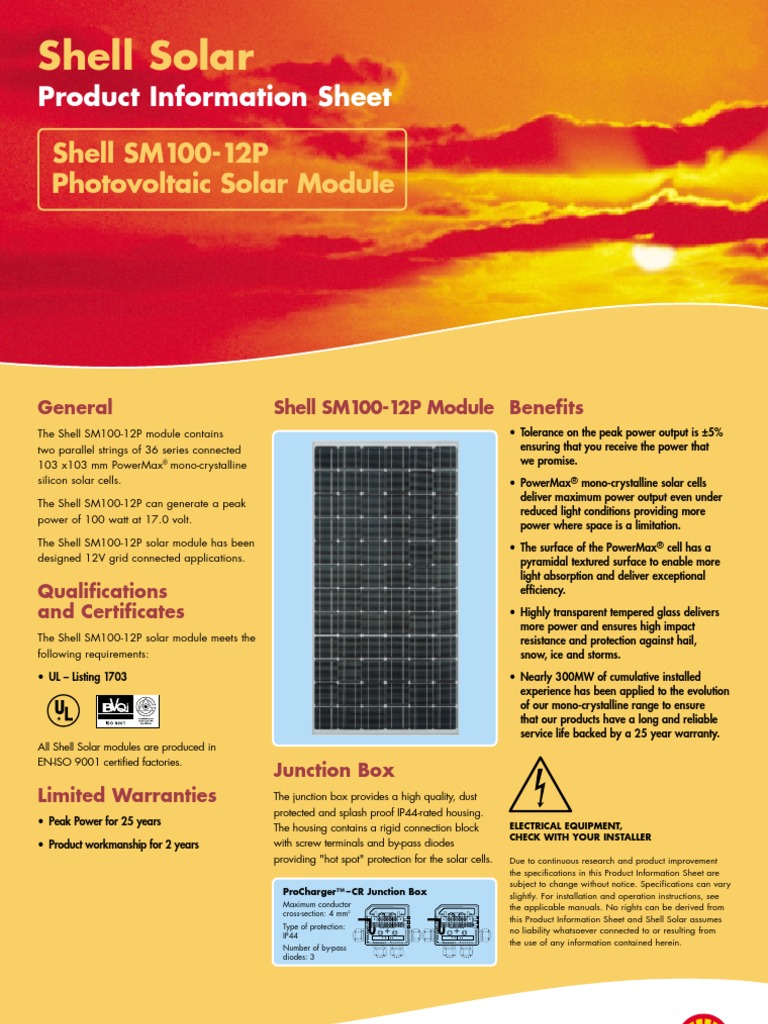 SHELL100 12p | PDF | Solar Panel | Solar Cell