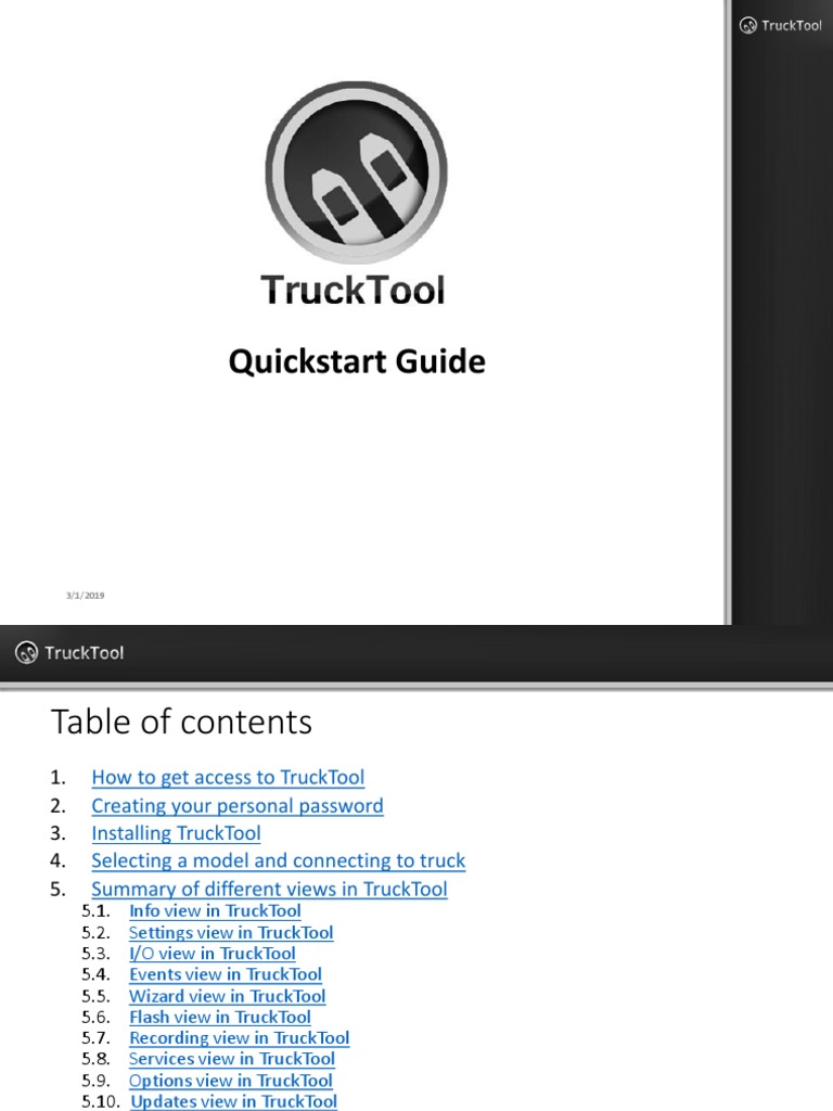 TruckTool QuickStartGuide | PDF | Password | Parameter (Computer Programming)