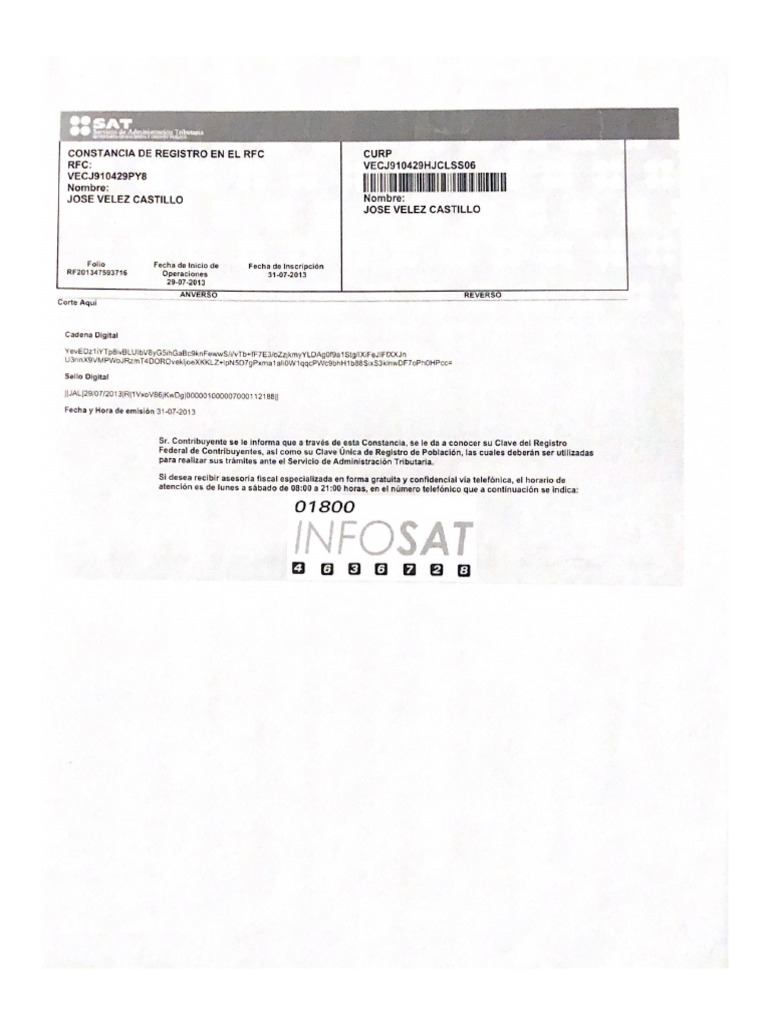 Constancia de Registro en El RFC | PDF