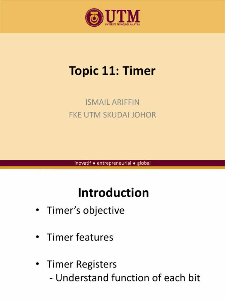 Topic 12 - ATMega32 Timer in C (ISMAIL - FKEUTM 2017) | PDF | Clock | Timer