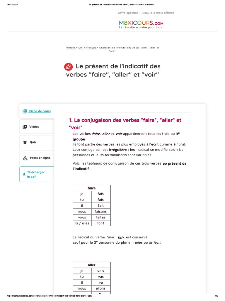 Le Présent de L'indicatif Des Verbes - Faire - , - Aller - Et - Voir ...