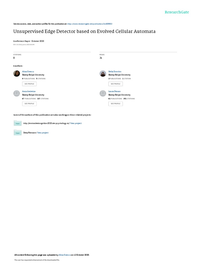 Unsupervised Edge Detector Based On Evolved Cellular Automata | PDF | Applied Mathematics ...