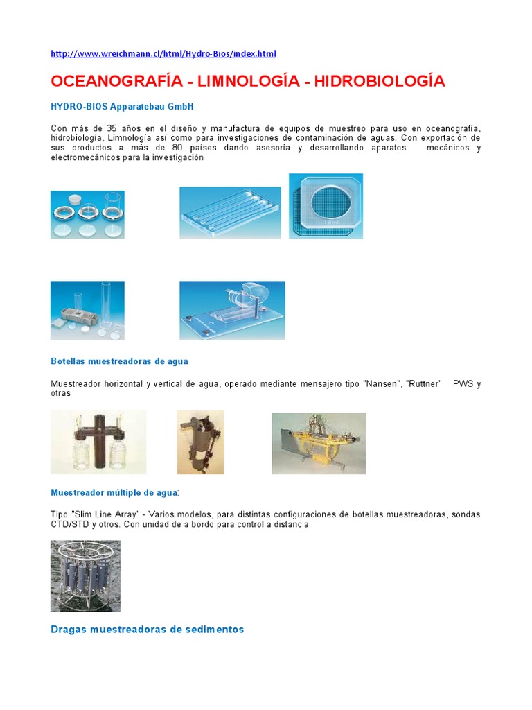 Hydrobios Equipos y Aparatos para Plancton | PDF