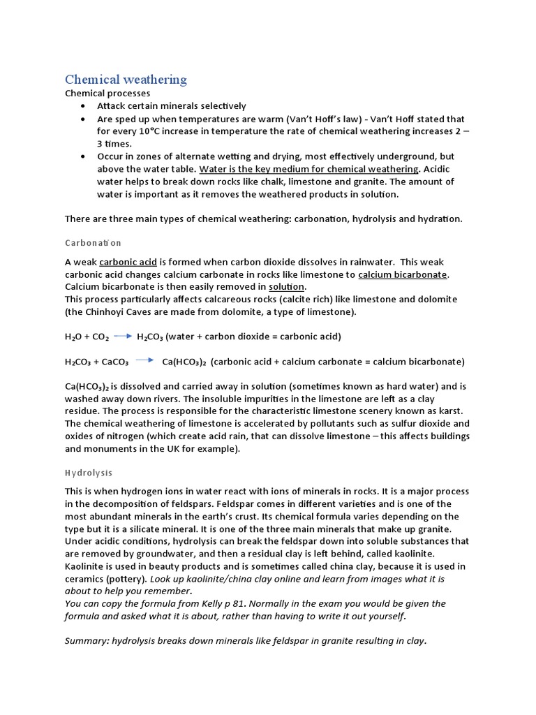 II Chemical Weathering | PDF | Weathering | Limestone