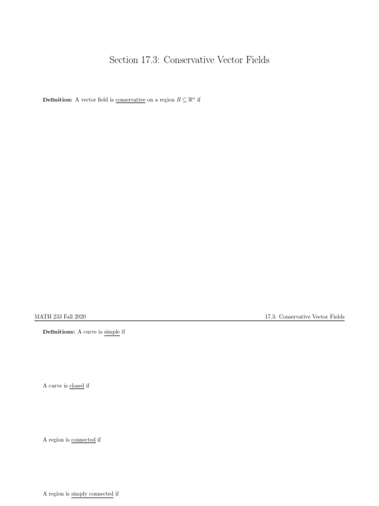 17 3 Conservative Vector Fields Pdf Algebra Mathematical Analysis
