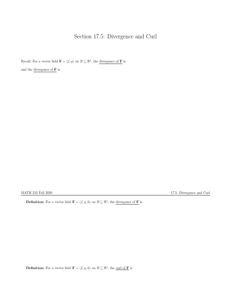 Divergence and Curl in Vector Fields | PDF