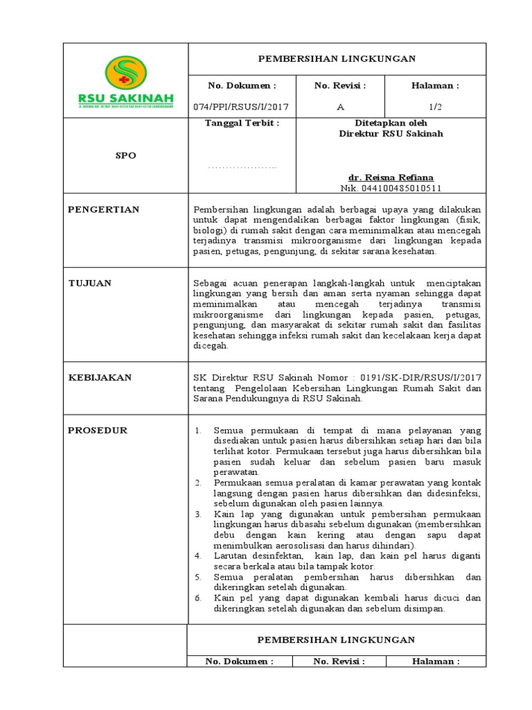 Spo Pembersihan Lingkungan | PDF