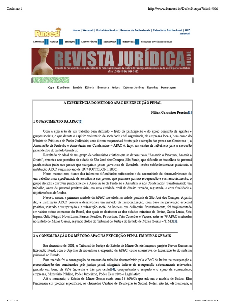 Método APAC | PDF | Voluntariado | Pena de morte