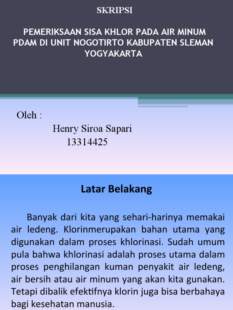 Pemeriksaan Sisa Klor | PDF