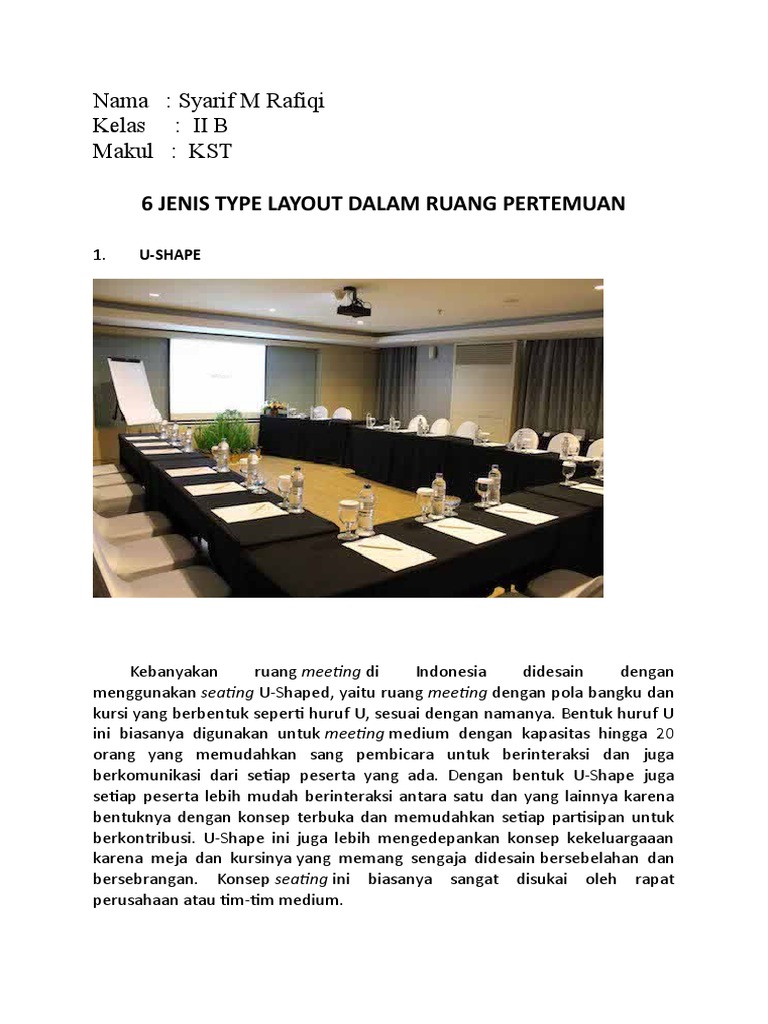6 JENIS Type Layout Dalam Ruang Pertemuan Dan Notulen Rapat | PDF
