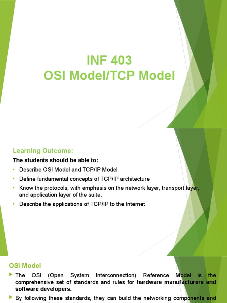 OSI and TCP - IP Lecture Slide | PDF | Internet Protocol Suite | Osi Model