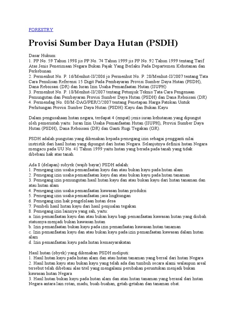 Forestry (Pengertian PSDH) | PDF | Hukum | Teknologi & Rekayasa